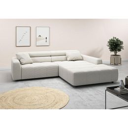 Ecksofa 3C CANDY "Denver auch mit Cord- und Easy care-Bezug, Kopfteilverstellung L-Form", wei&szlig;, B:258cm H:68cm T:217cm, 88% Polyester, 12% Polyacryl, Sofas, Ecksofa, wahlweise. mit motorischer Sitztiefenverstellung