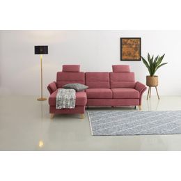 Ecksofa Home Affaire "Westerland L-Form", lila (chianti), B:252cm H:90cm T:162cm, 100% Polyester, Sofas, Ecksofa, Federkern-Polsterung, wahlweise mit Bettfunktion, Bettkasten