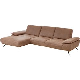 Ecksofa DIE PLANBAR "PN-EM18063 L-Form", chai, B:322cm H:89cm T:187cm, Sichtrahmen: Aus Spannplatte mit augesetzten Weildeiche funiert, Sofas, Ecksofa, wahlweise mit echt bezogenem R&uuml;cken und Sitztiefenverstellung