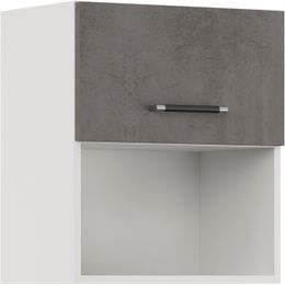 Klapphängeschrank IMPULS KÜCHEN ""Prag und Valencia", Breite/Höhe: 50/57,9 cm", grau (beton, optik schiefer dunkelgrau), B:50cm H:57,9cm T:34,2cm, Dekorfolie, Holzwerkstoff, Schränke, vormontiert, mit Soft-Close, mit Klapptür und offener Nische