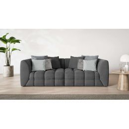 Big-Sofa s.Oliver "COBBO 3-Sitzer Design-Sofa Bubble-Optik, Ma&szlig;e B/T/H: 259/126/104 cm", grau (anthrazit), B:259cm H:104cm T:126cm, 100% Polyester, Sofas, Big-Sofa, mit vielen Kissen, moderne Steppung und hoher Sitzkomfort
