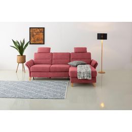 Ecksofa Home Affaire "Westerland L-Form", lila (chianti), B:252cm H:90cm T:162cm, 100% Polyester, Sofas, Ecksofa, Federkern-Polsterung, wahlweise mit Bettfunktion, Bettkasten