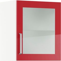 Glashängeschrank IMPULS KÜCHEN ""Turin", Breite/Höhe: 50 oder 60/57,9 cm", rot (rot hochglanz), B:50cm H:57,9cm T:34,5cm, Glas, Holzwerkstoff, Schränke, vormontiert, mit Glasdrehtür, mit verstellbarem Glasfachboden
