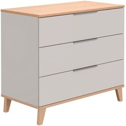 Wickelkommode Paidi "FIENE in Grau, 3 Schubladen mit Soft-Close, Vollauszug", grau (kieselgrau, scandinavian wood), B:110cm H:95,5cm T:55,6cm, Wickelkommoden, Kommode in 110 cm Breite, geprüfte Sicherheit, Wickeltisch aus Holz