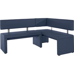 Eckbank Home Affaire "Charissa", blau (dunkelblau), B:170cm H:90cm T:140cm, Holzwerkstoff, Massivholz, Sitzbänke, in 3 Größen, verschiedene Qualitäten