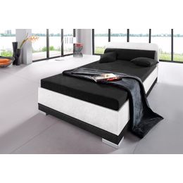 Polsterbett Maintal "wahlweise mit Matratze und praktischen Bettkasten", schwarz-weiß (weiß, schwarz), B:97cm H:91cm L:211cm, Bezug Bett: 100% Polyester;Bezug Matratze: 100% Polyester, Betten, Bett Polsterbett, in verschiedenen Größen und Farben erhältlich, Topseller