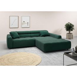 Ecksofa 3C CANDY "Denver auch mit Cord- und Easy care-Bezug, Kopfteilverstellung L-Form", gr&uuml;n, B:258cm H:68cm T:217cm, 95% Polyester, 5% Nylon, Sofas, Ecksofa, wahlweise. mit motorischer Sitztiefenverstellung