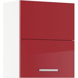 Faltlifthängeschrank IMPULS KÜCHEN ""Turin", Breite/Höhe: 60/72,3 cm", rot (rot hochglanz), B:60cm H:72,3cm T:34,5cm, Holzwerkstoff, Schränke, vormontiert, mit Drehtüren, mit verstellbaren Fachböden
