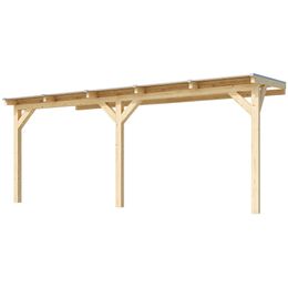 Terrassendach Weka "Terrassenüberdachung", beige (naturbelassen), B:455cm T:242cm, Fichtenholz, Polycarbonat (PC), Terrassenüberdachungen, aus verzugssteifem Leimholz, direkt farblich behandelbar