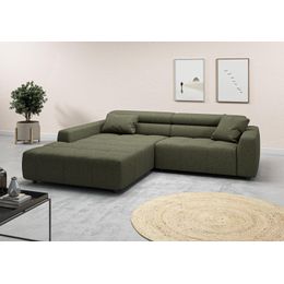Ecksofa 3C CANDY "Denver auch mit Cord- und Easy care-Bezug, Kopfteilverstellung L-Form", gr&uuml;n, B:258cm H:68cm T:217cm, 96% Polyester, 4% Polyacryl, Sofas, Ecksofa, wahlweise. mit motorischer Sitztiefenverstellung