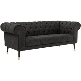 Chesterfield-Sofa Home Affaire "Tinnum", grau (anthrazit), B:195cm H:77cm T:87cm, Luxus-Microfaser Vintageoptik (66% PU, 27% Polyester, 7% Baumwolle);Struktur weich( 97% Polyester, 3% Polyacryl), Sofas