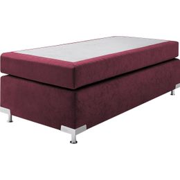 Boxspringbett "Holland", rot (bordeaux, rot), B:122cm L:201cm, Microvelours (100% Polyester), Westfalia Schlafkomfort, Komplettbetten, Boxspringbett, ohne Kopfteil, frei im Raum stellbar