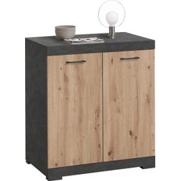 Kommode FMD "Bristol", braun (matera, artisan), B:80cm H:89,9cm T:49,9cm, Spanplatte, Sideboards, Kommode, In unterschiedlichen Tiefen, mit verstellbaren B&ouml;den
