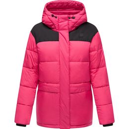 Anorak Ragwear "Wikesh", Damen, Gr. XL (42), pink (fuchsia), Obermaterial 1: 100% Nylon, Obermaterial 2: 100% Polyester, Innenfutter: 100% Polyester, Wattierung: 100% Polyester, lässig geschnitten hüftbedeckend, hoch geschlossener Ausschnitt, eng Strickbündchen, Jacken, stylische Winter Steppjacke mit Colourblocking