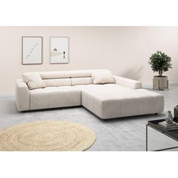 Ecksofa 3C CANDY "Denver auch mit Cord- und Easy care-Bezug, Kopfteilverstellung L-Form", wei&szlig;, B:258cm H:68cm T:217cm, 95% Polyester, 5% Nylon, Sofas, Ecksofa, wahlweise. mit motorischer Sitztiefenverstellung