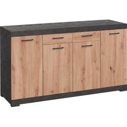 Kommode FMD "Bristol", braun (matera, artisan eiche), B:160cm H:89,9cm T:49,9cm, Sideboards, Breite 160 cm