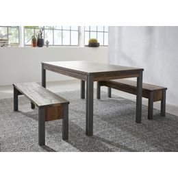 Sitzbank Home Affaire "Bristol", grau (old woodfarben, anthrazit matera), Sitzbänke, Essbank Holzbank Sitzbank, Esszimmerbank mit Platz für 2 Personen - (B/T/H) 140/35/44 cm