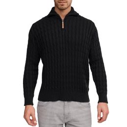 Troyer INDICODE "Rufus", Herren, Gr. XL, schwarz (schwarz mix), Strick, Obermaterial: 100% Baumwolle, unifarben, regular fit h&uuml;ftlang, Rippb&uuml;ndchen, Pullover Troyer