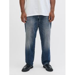 Jack & Jones PlusSize Comfort-fit-Jeans "JJIMIKE JJFOX CB 082 PLS", Herren, Gr. 42, Länge 34, blau (blau denim), Denim/Jeans, Obermaterial: 98% Baumwolle, 2% Elasthan, JACK & JONES PLUSSIZE, Abriebeffekte, slim fit knöchellang, Jeans