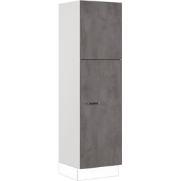 Seitenschrank IMPULS KÜCHEN ""Prag", Breite/Höhe: 60/205,1 cm", grau (beton, optik schiefer dunkelgrau), B:60cm H:205,1cm T:57,6cm, Dekorfolie, Holzwerkstoff, Schränke, vormontiert, mit Drehtür