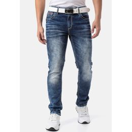 Cipo & Baxx Slim-fit-Jeans CIPO & BAXX, Herren, Gr. 32, Länge 32, blau, Denim/Jeans, Obermaterial: 98% Baumwolle, 2% Elasthan, Abriebeffekte, slim fit knöchellang, Jeans