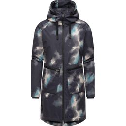 Wintermantel Ragwear "Holstic Print", Damen, Gr. M (38), schwarz, Obermaterial: 100% Polyester, Innenfutter: 100% Polyester, Wattierung: 100% Polyester, loose fit knieumspielend, hoch geschlossener Ausschnitt, Ärmel ohne Ärmelschlitz Rippstrickbündchen, Mäntel, Wasserdichter Winter Kurzmantel mit Kapuze