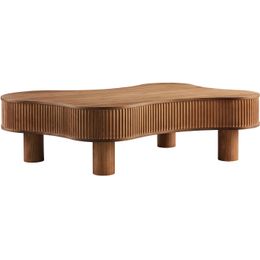 Couchtisch Salesfever, braun (walnuss), B:116cm H:32cm T:77cm, MDF, Walnuss massiv, Holzfurnier, Tische, mit Massivholz-Lamellen