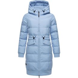 Steppmantel Ragwear "Briosh", Damen, Gr. XXL (44), blau (cloud), Obermaterial: 100% Polyester; Futter: 100% Polyester; Wattierung: 100% Polyester, figurumspielend ca. Mitte Oberschenkel, hoch geschlossener Ausschnitt, eng Rippstrickb&uuml;ndchen, M&auml;ntel Steppmantel, Wasserdichter Damen Wintermantel mit Kapuze, Topseller