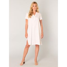 Tunikakleid Base Level "Yacin", Damen, Gr. 44, N-Gr, wei&szlig; (natural wei&szlig;), Web, Obermaterial: 55% Leinen, 45% Viskose, gerade knielang, Serafino, Kleider, Sommerkleid mit Leinen