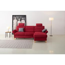 Ecksofa Home Affaire "Westerland L-Form", rot (bordeaux), B:252cm H:90cm T:162cm, 100% Polyester, Sofas, Ecksofa, Federkern-Polsterung, wahlweise mit Bettfunktion, Bettkasten