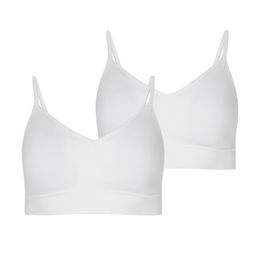 Bralette Jockey "Seamfree Stretch", Damen, Gr. M, N-Gr, wei&szlig;, Jersey, Obermaterial: 91% Polyamid, 9% Elasthan, unifarben, Basic, BHs Bralette, Ohne Seitenn&auml;hte, Breites Unterbrustband, V-Ausschnitt