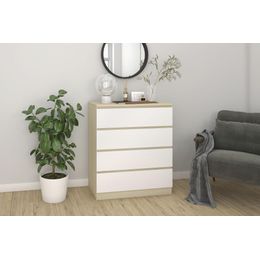 Kommode Inosign "Daelan", weiß (weiß, natur), B:80cm H:93,5cm T:39,5cm, MDF, Sideboards, Schubladenkommode