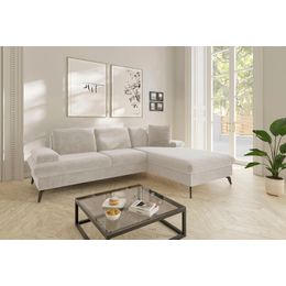 Sit & More Ecksofa SIT & MORE "Morris Jubi L-Form, B: 247 cm", beige (creme), B:247cm H:83cm T:171cm, 100% Polyester, Sofas, Ecksofa, mit Armteilfunktion & 1 Zierkissen, optional Bettfunktion