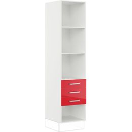 Seitenschrank IMPULS KÜCHEN ""Turin", Breite/Höhe: 50/205,1 cm, mit Soft-Close", rot (rot hochglanz), B:50cm H:205,1cm T:57,9cm, Holzwerkstoff, Schränke, vormontiert, mit Schubkästen, mit verstellbaren Fachböden