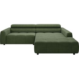 Ecksofa 3C CANDY "Denver auch mit Cord- und Easy care-Bezug, Kopfteilverstellung L-Form", gr&uuml;n (oliv), B:258cm H:68cm T:217cm, 95% Polyester, 5% Nylon, Sofas, Ecksofa, wahlweise. mit motorischer Sitztiefenverstellung