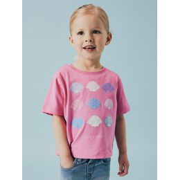 T-Shirt name it "NMFJASSA SS NREG TOP PB", M&auml;dchen, Gr. 92, pink (aurora pink), Web, Obermaterial: 100% Baumwolle, bedruckt, regular fit, Rundhals, Shirts T-Shirt