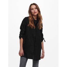 Langjacke Only "ONLJOLINE FAUX SUEDE COAT LIFE CC OTW", Damen, Gr. M, schwarz, Web, Obermaterial: 92% Polyester, 8% Elasthan, unifarben, regular fit Po-bedeckend, tiefer V-Ausschnitt, mit Riegel, Jacken, mit Reverskragen, weiches Wildlederimitat