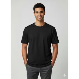 Rundhalsshirt Selected Homme "SLHZLOOSE-BOB SS O-NECK TEE", Herren, Gr. L, schwarz, Jersey, Obermaterial: 100% Baumwolle, unifarben, loose fit, Rundhals, Shirts Rundhalsshirt