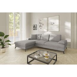 Sit & More Ecksofa SIT & MORE "Morris Jubi L-Form, B: 247 cm", grau (hellgrau), B:247cm H:83cm T:171cm, 100% Polyester, Sofas, Ecksofa, mit Armteilfunktion & 1 Zierkissen, optional Bettfunktion