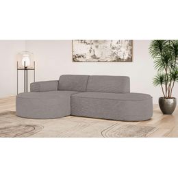 Ecksofa OTTO HOME "ADELLA XL Design-Sofa mit Recamiere rechts/links, 263/159/76 cm", beige (taupe), B:263cm H:76cm T:159cm, 100% Polyester, Sofas, Ecksofa, L-Form XL mit Wellenunterfederung, runde Form, auch in Cord
