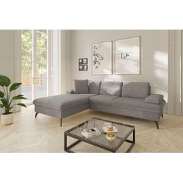Sit & More Ecksofa SIT & MORE "Morris Jubi L-Form, B: 247 cm", grau, B:247cm H:83cm T:171cm, 100% Polyester, Sofas, Ecksofa, mit Armteilfunktion & 1 Zierkissen, optional Bettfunktion