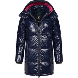 Wintermantel Ragwear "Roobie Long", Damen, Gr. S (36), blau (navy), Obermaterial: 100% Nylon; Innenfutter: 100% Polyester; Wattierung: 100% Polyester, gerade ca. Mitte Oberschenkel, &Auml;rmel ohne &Auml;rmelschlitz Rippstrickb&uuml;ndchen, M&auml;ntel Wintermantel, super stylischer, g&auml;nzender Damen Steppmantel