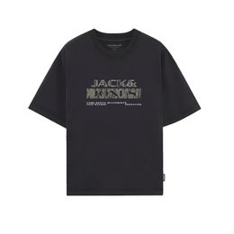 Jack & Jones PlusSize T-Shirt "JCOSTANCE TEXT TEE SS CN FST PLS", Herren, Gr. 3XL, schwarz, Jersey, Obermaterial: 100% Baumwolle, JACK & JONES PLUSSIZE, bedruckt, regular fit normal, Rundhals, Shirts