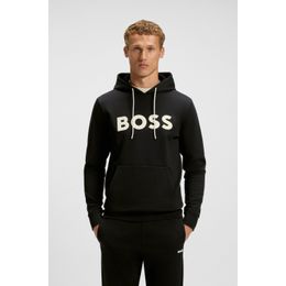 Kapuzensweatshirt BOSS Green "Soody Zone", Herren, Gr. M, schwarz002, Sweatware, Obermaterial: 62% Baumwolle, 33% Polyester, 5% Elasthan, unifarben, regular fit normal, Rundhals, B&uuml;ndchen, Sweatshirts, mit K&auml;ngurutasche, regular fit, Logodruck