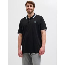 Jack & Jones PlusSize Poloshirt "JCOHASS LOGO POLO SS PLS", Herren, Gr. 3XL, schwarz, Jersey, Obermaterial: 100% Baumwolle, JACK & JONES PLUSSIZE, unifarben, normal, Shirts