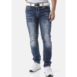 Cipo & Baxx Slim-fit-Jeans CIPO & BAXX, Herren, Gr. 36, L&auml;nge 34, blau, Denim/Jeans, Obermaterial: 98% Baumwolle, 2% Elasthan, Abriebeffekte, slim fit kn&ouml;chellang, Jeans Slim-fit-Jeans