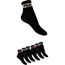 Kurzsocken Fila "WOMAN QUARTER SOCKS", Damen, Gr. 39-42, schwarz, Baumwollmischung, unifarben, Socken, mit gerippter Kn&ouml;chelpartie