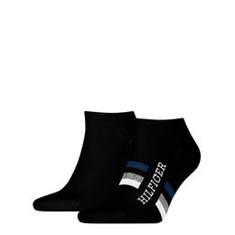Sneakersocken Tommy Hilfiger "TH MEN SNEAKER 2P HILFIGER TAB", Herren, Gr. 43-46, schwarz, Baumwollmischung, normal, Socken Sneakersocken, Atmungsaktiv, Markenlogo