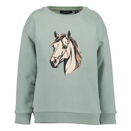 Sweatshirt Blue Seven, Mädchen, Gr. 116, aqua, Sweatware, Obermaterial: 100% Baumwolle, bedruckt, regular fit normal, Rundhals, Sweatshirts Sweatshirt, mit hochwertigem Pferdemotiv mit Pailletten