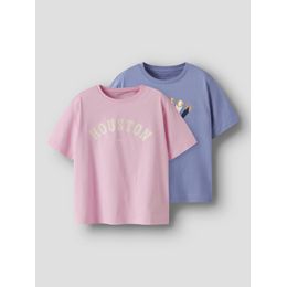 name it Mädchen T-Shirt "NMFKATINKA 2P SS NREG TOP PB"pirouette pack:with lila impression, Gr. 92, bedruckt, Jersey, Obermaterial: 100% Baumwolle,